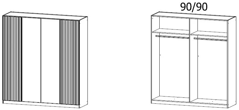Šatní skříň Genua, 181 cm, tmavě šedá/dub artisan