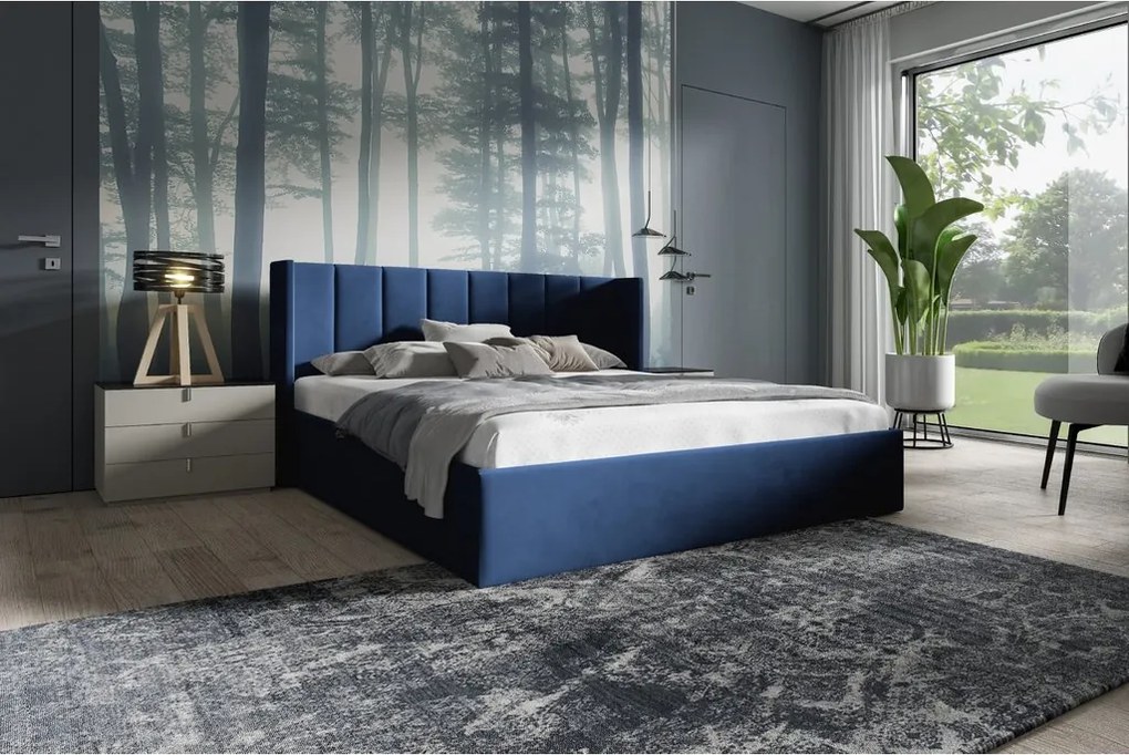 Eka Čalouněná postel EVEREST - Kronos 90x200 cm Barva látky: Černá (Kronos 07), Úložný prostor: S kovovým rámem úložného prostoru