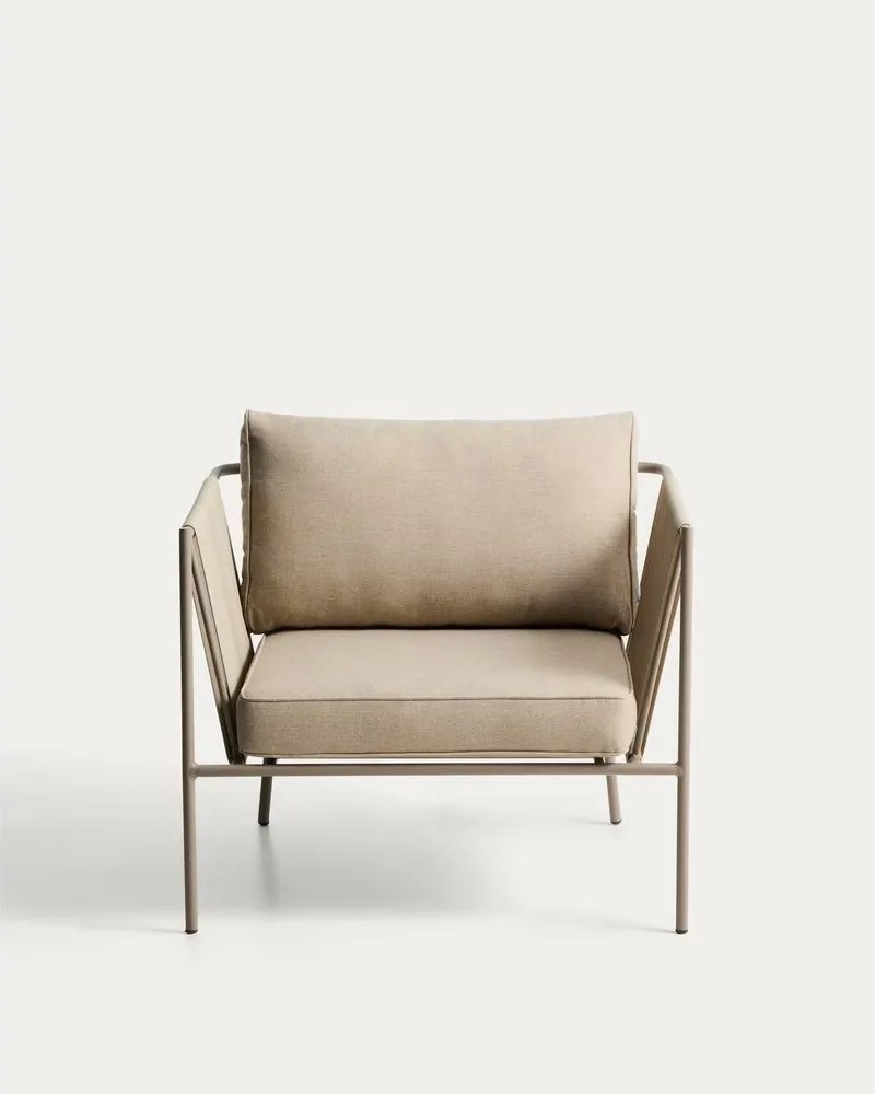 Krémové/taupe kovové/polstrované zahradní křeslo Zivia – Kave Home