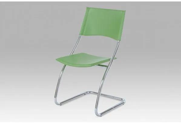Židle chrom / zelená koženka