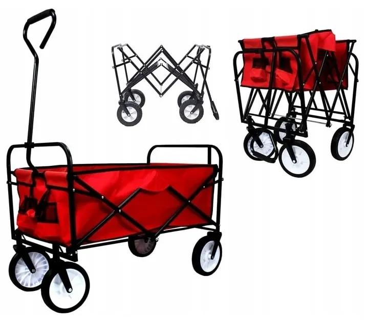 Praktický víceúčelový přepravní vozík v červené barvě