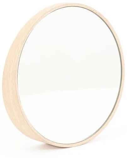 Nástěnné zrcadlo z buku v dekoru světlého dřeva HARTÔ, Ø 40 cm