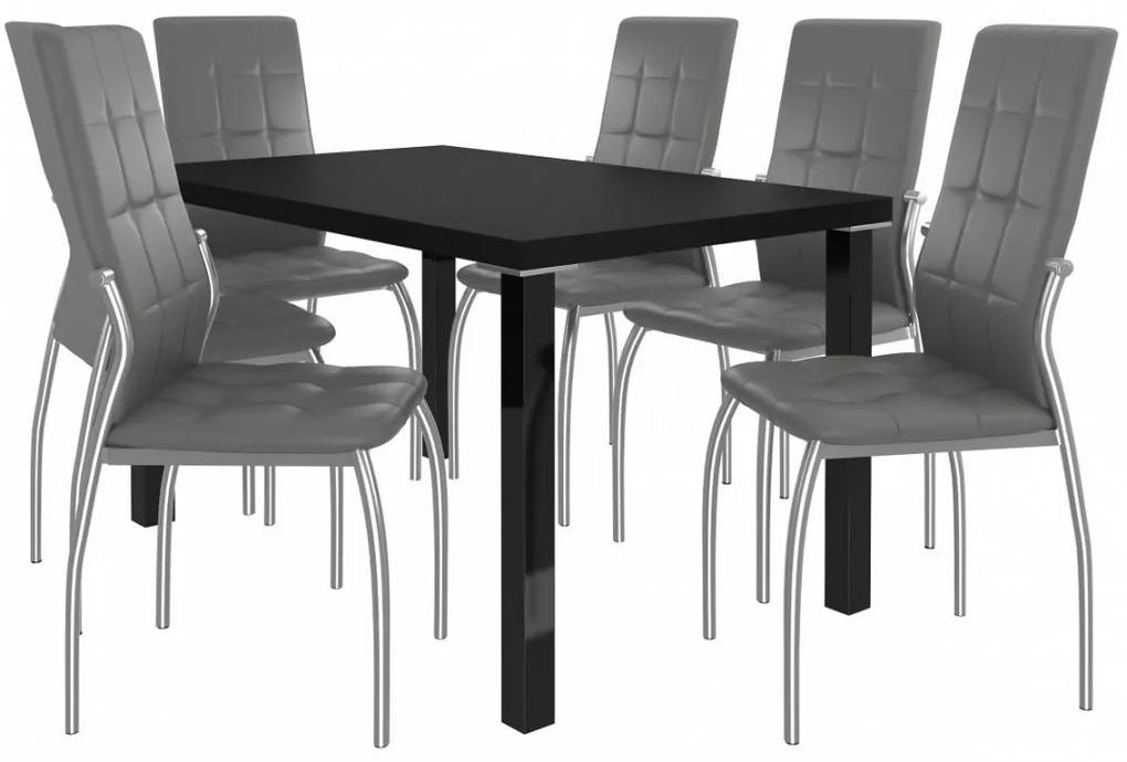 Jídelní set Loreno 1+6 židlí - černá/popel
