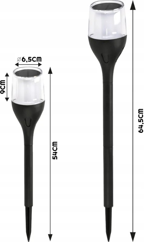 BERGE 4x Solární zahradní LED lampy Strong FLAME 65cm