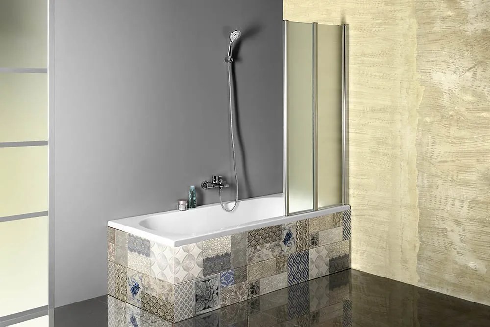 Aqualine Aqualine, VANDA Vanová zástěna skládací 1000x1400 mm, chrom, brick sklo, AQ1140