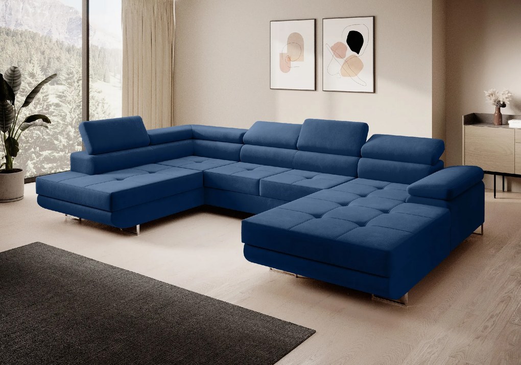 Eka Rohová sedačka WILIAM U, 347 cm Roh pohovky: Levý roh, Barva látky: Stříbrná (Vogue 14)