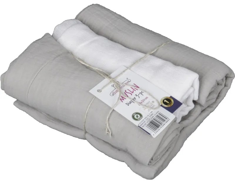 BabyMatex Mušelínová plena 3 ks 70x80 šedá 42 bavlněná sada