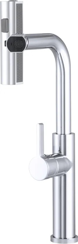 Gamma Rotary, vysoká dřezová baterie s výsuvným výtokem h-415, chromová, GMA-BR-CH