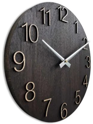 Luxusní dřevěné nástěnné hodiny Wenge – Černý design I SENTOP MAS016-OSMO-3169-heads-silver