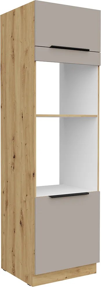 ARIA li | vysoká skříňka 60 DPM-210 2F na vestavnou troubu a mikrovlnku | 60 cm | ANTI FINGERPRINT povrch | artisan/béžová