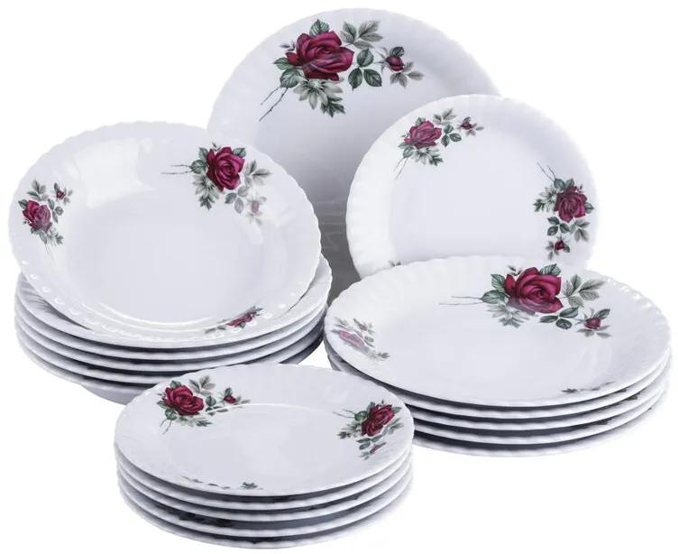 Porcelánová sada talířů s růžemi IVONA 18 ks | BIANO