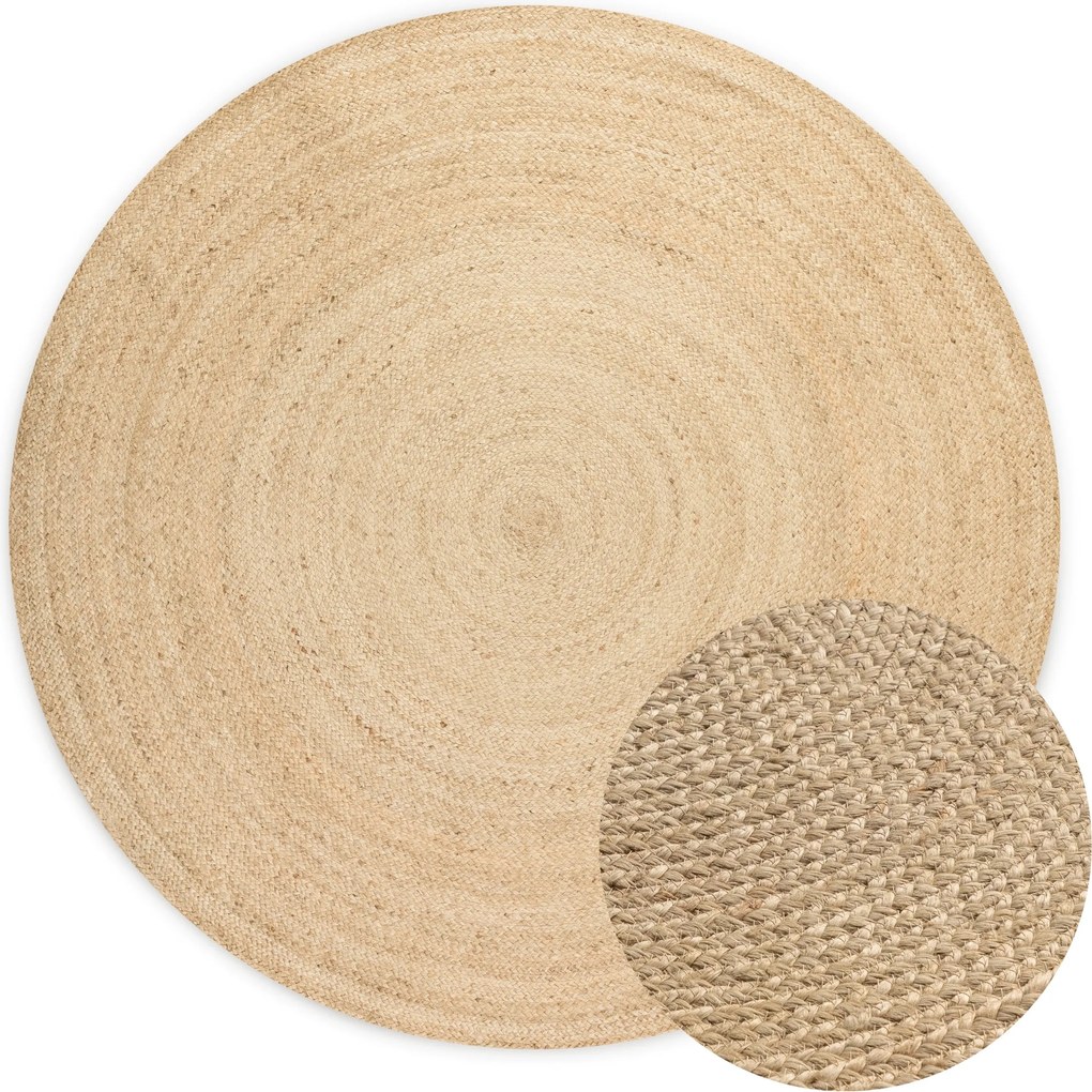 Hanse Home, Kusový koberec Jute Braided 106007 Ivory kruh, 140x140 (průměr) kruh, béžová, chodba / předsíň
