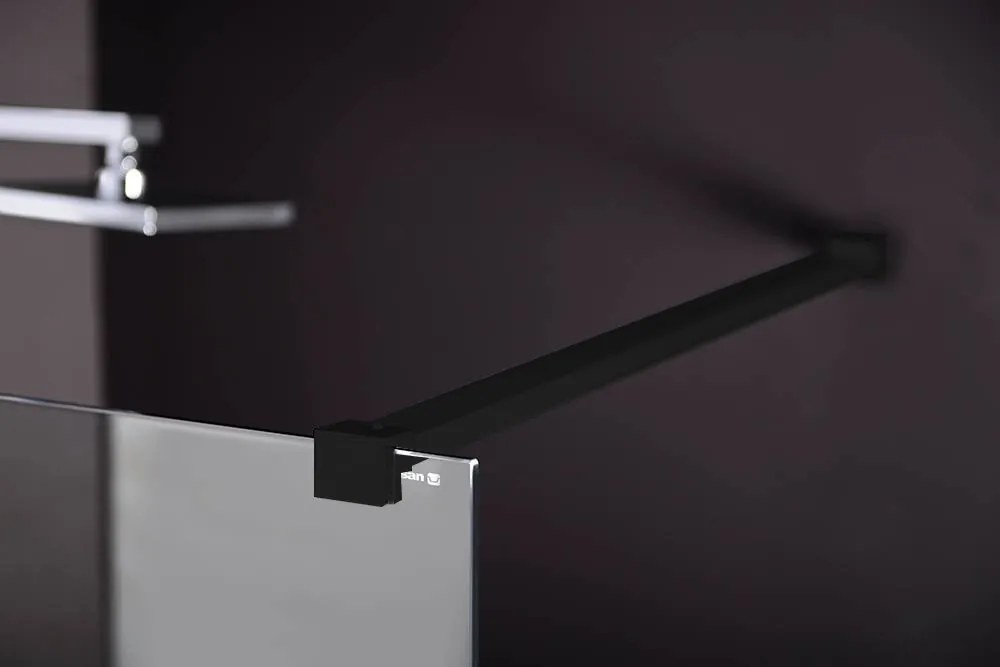 Polysan MODULAR SHOWER BLACK jednodílná zástěna pevná k instalaci na zeď, 1200 mm MS1-120B