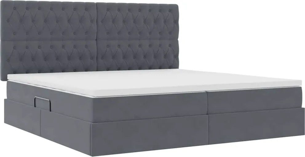 Postel s úložným prostorem a matrací Tmavě šedá 200 x 200 cm 3372112