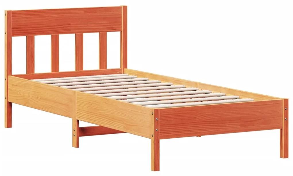 vidaXL Rám postele s čelem voskově hnědý 90 x 200 cm masivní borovice
