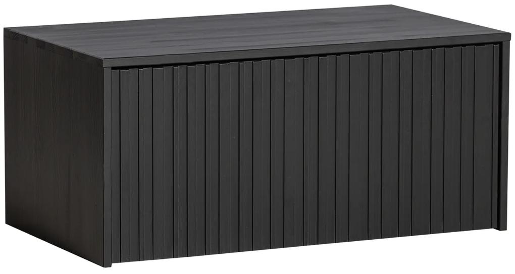 OnaDnes -20% Hoorns Černá dřevěná lavice s úložným prostorem Gravia 88 x 50 cm
