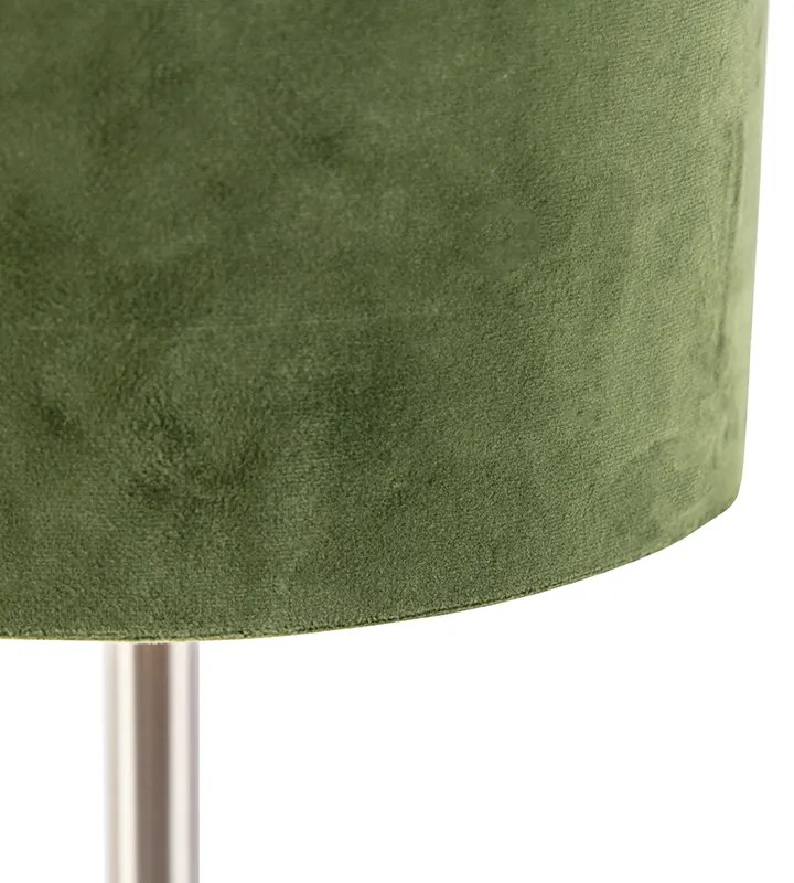 Stolní lampa ocel se zeleným odstínem 25 cm - Simplo