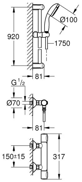 Grohe Precision Flow Sprchový set s termostatickou baterií, chrom 34842000