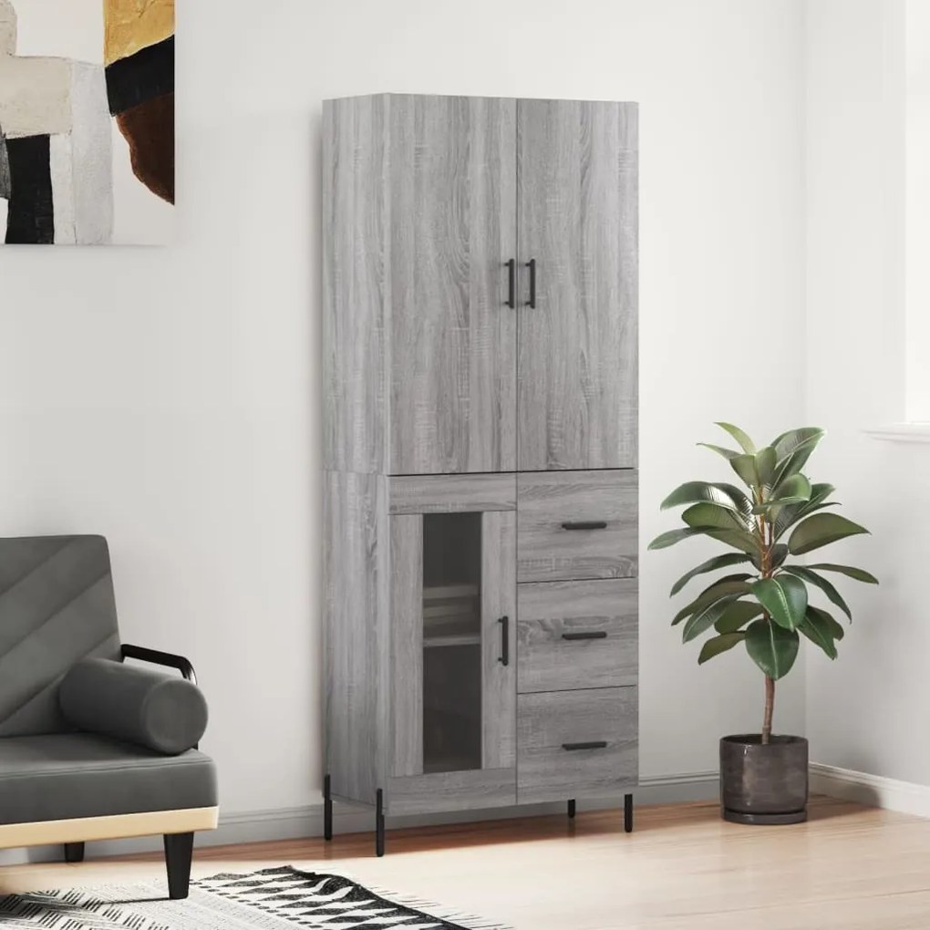 vidaXL Skříň highboard 69,5 x 34 x 180 cm kompozitní dřevo [3195969] Barva: kouřový dub