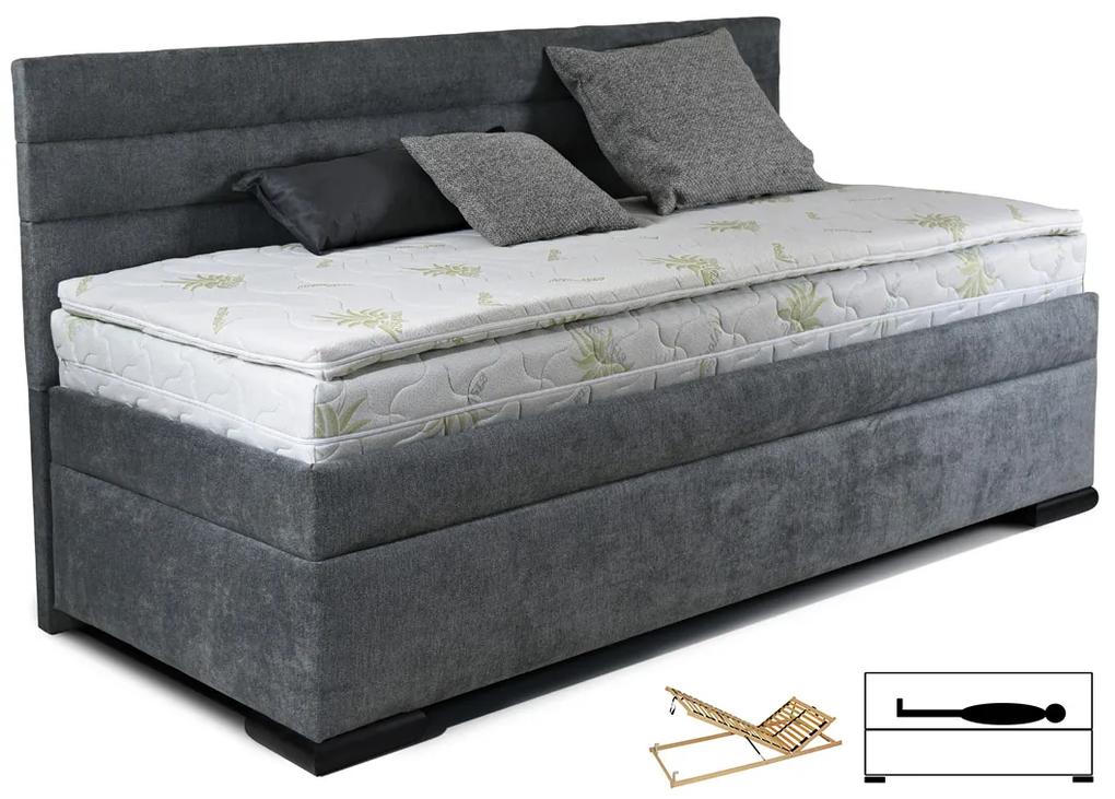 NEW DESIGN postele Postel boxspring VENETO s úložným prostorem a dlouhým čelem, 100×200 cm Velikost postele: 100 × 200 cm, Strana: Levá