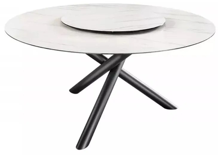 Massive home | Kulatý jídelní stůl SPIN WHITE 150 CM keramika otočný