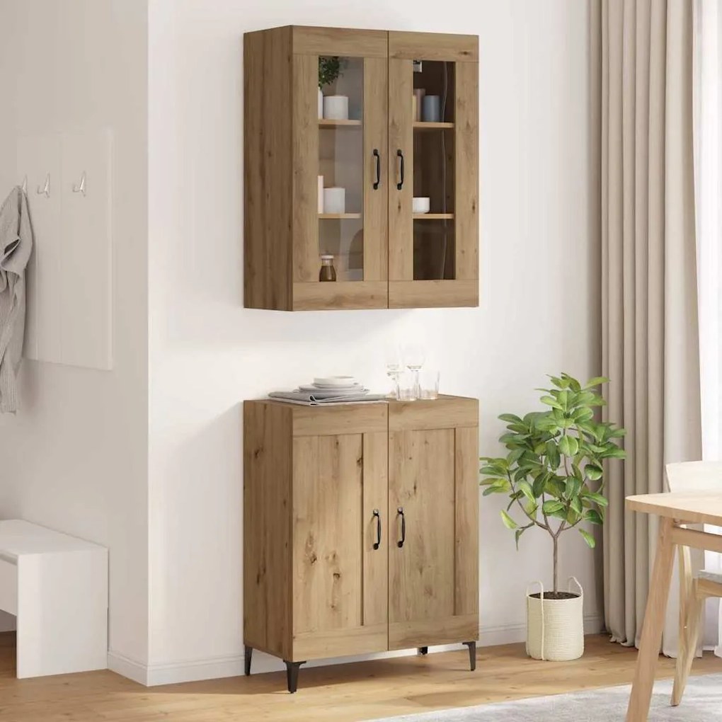 Vysoký bufet Artisanový dub 69,5 x 34 x 180 cm Kompozitní dřevo 3403581