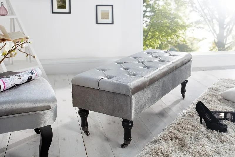 Luxusní taburet - Orleans, stříbrný | BIANO