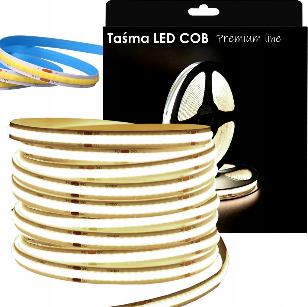 Led pásek Cob Premium 5 m 320 LED/m 4000K Neutrální 840lm Extra Silná