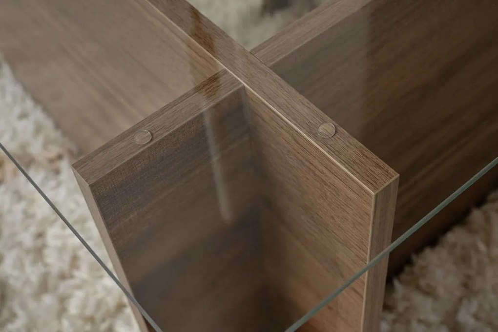 Designový konferenční stolek Tanginika 105 cm vzor ořech