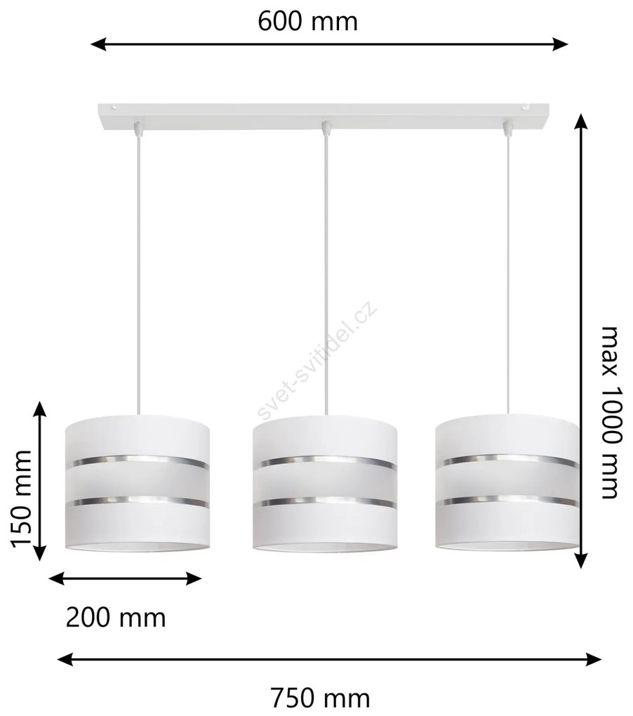 Helam Lustr na lanku HELEN 3xE27/60W/230V bílá HE1049