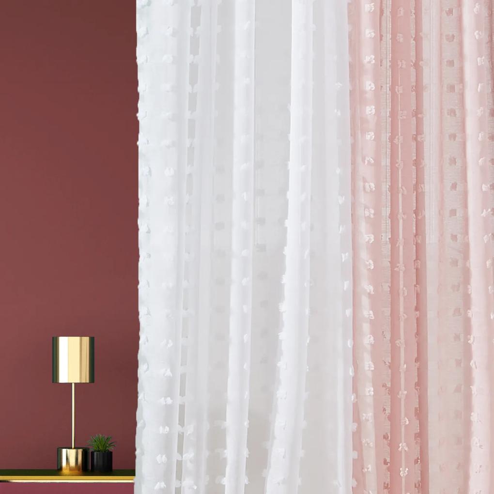 Room99 Záclona na pásce Casablanca Bílá Tečky Barva: Světle růžová, Velikost: 250 x 250 cm