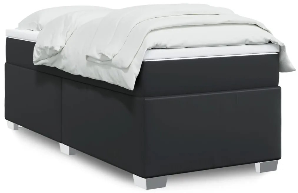 Box spring postel s matrací černá 80 x 200 cm umělá kůže 3285185
