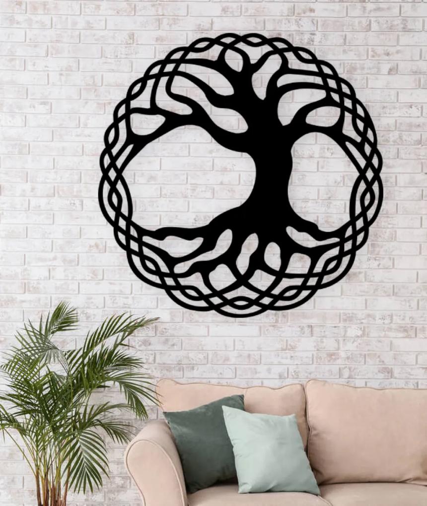 Dřevěná dekorace - Posvátný strom života na stěnu od 2opice.cz Materiál: ČERNÝ EBEN, Velikost (mm): 850 x 850