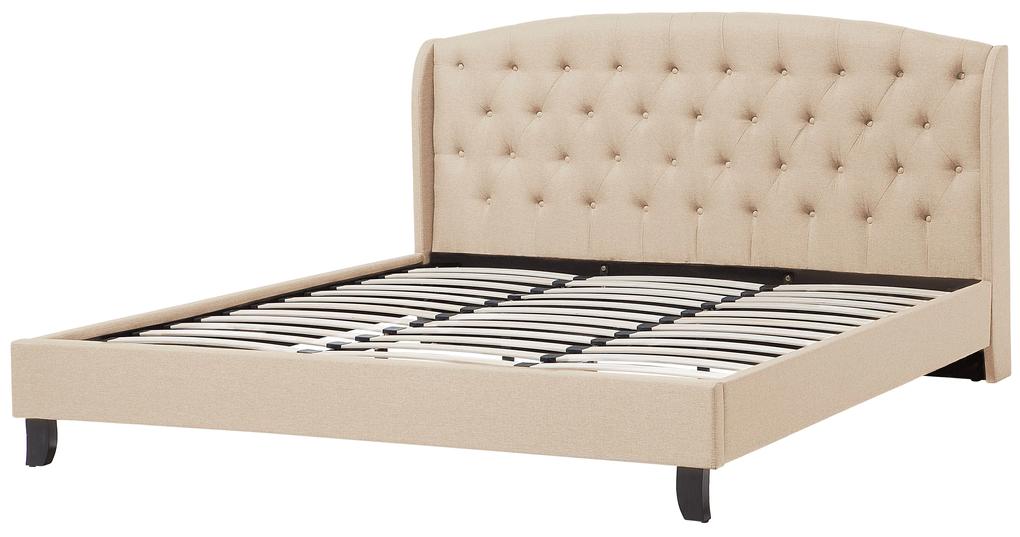 Čalouněná béžová postel 180 x 200 cm BORDEAUX Beliani