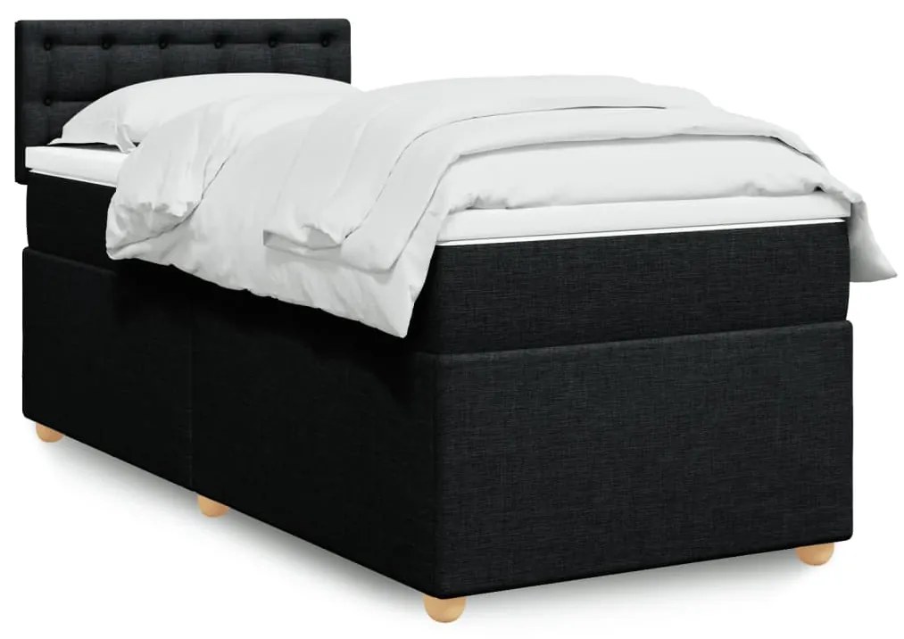 Box spring postel s matrací černá 90x200 cm textil 3286579