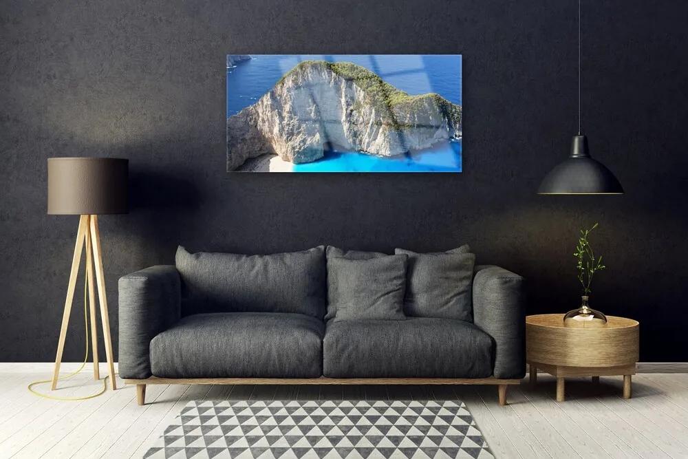 Obraz na skle Skály Moře Krajina 120x60 cm