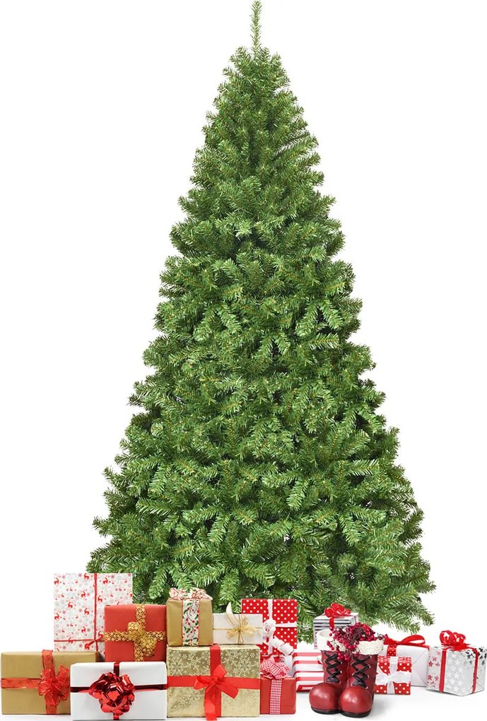 Costway 230 cm Umělý vánoční stromek s kovovým stojanem Christmas Tree Green
