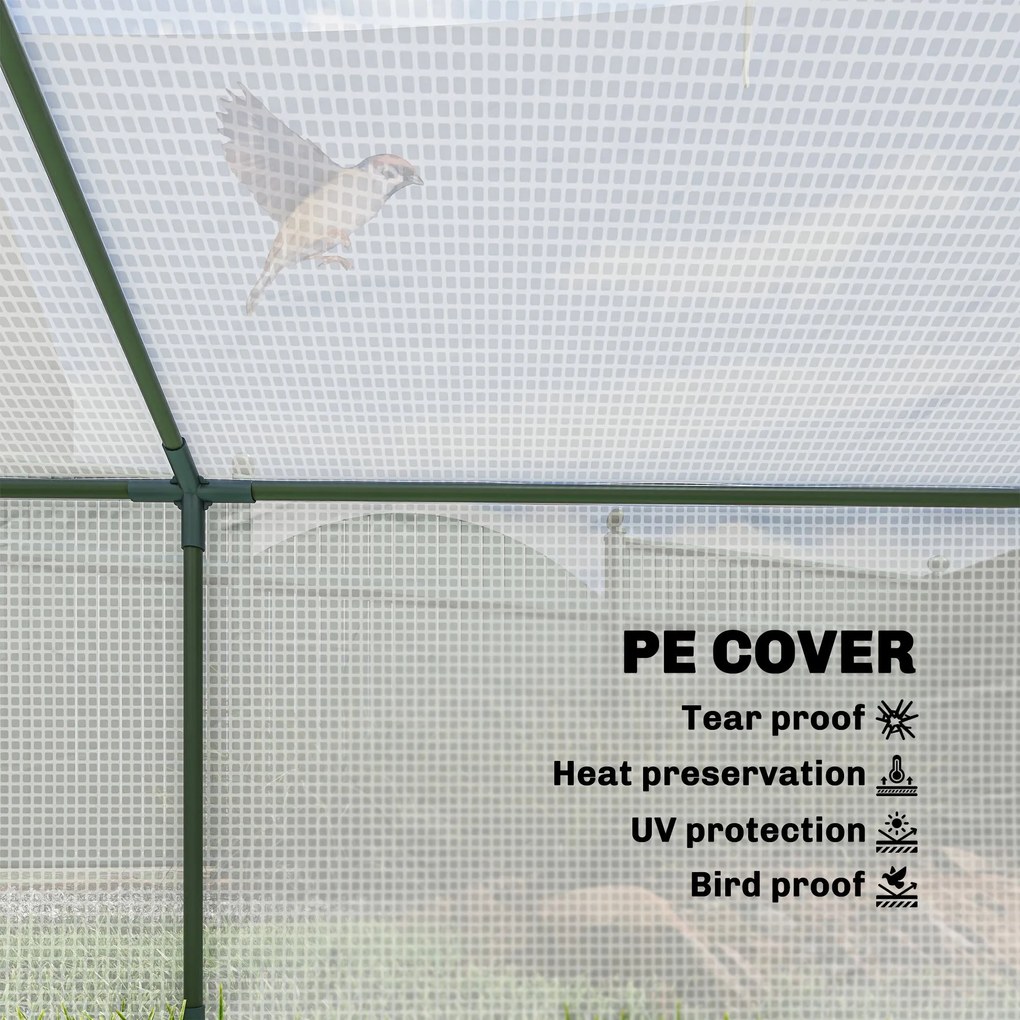 Outsunny fóliový skleník s PE sítí — mrazuvzdorný mini skleník pro balkon a zahradu, skleník na rajčata, 180 × 90 × 70 cm, bílý