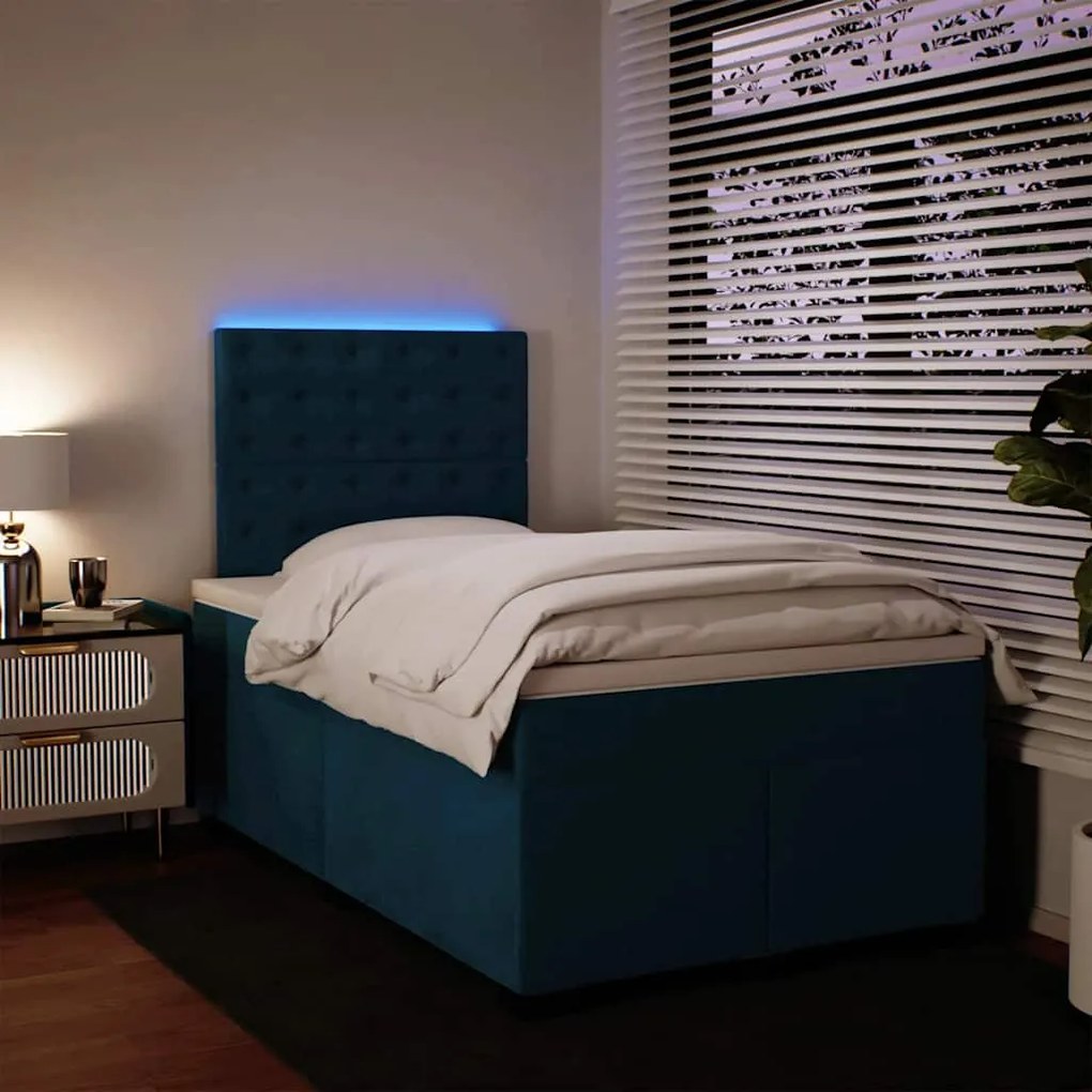 Box spring postel s matrací modrá 120 x 190 cm samet 3293174