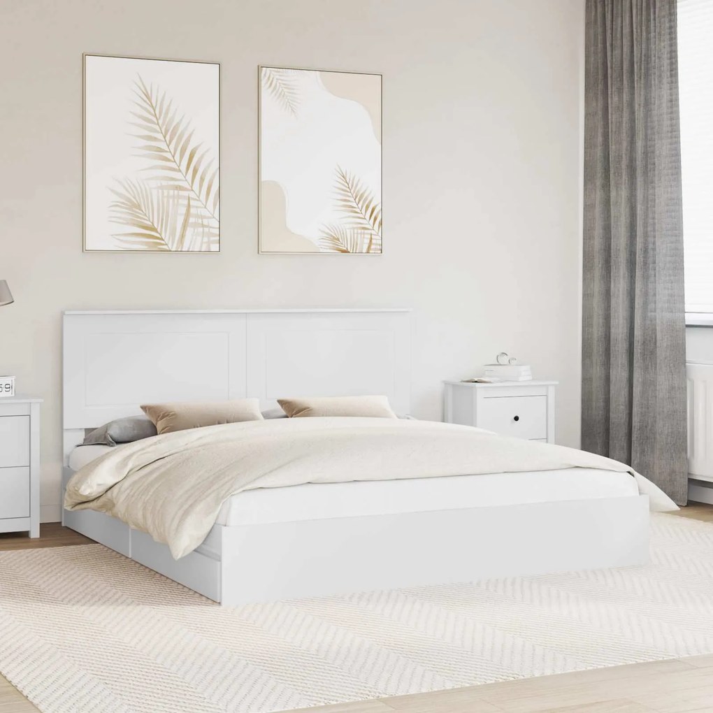 Postel s úložným prostorem Bílá 180 x 200 cm Kompozitní dřevo 3409524