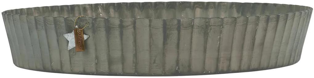 IB LAURSEN Kovový tácek Grooved Edge ⌀ 27 cm, šedá barva, kov