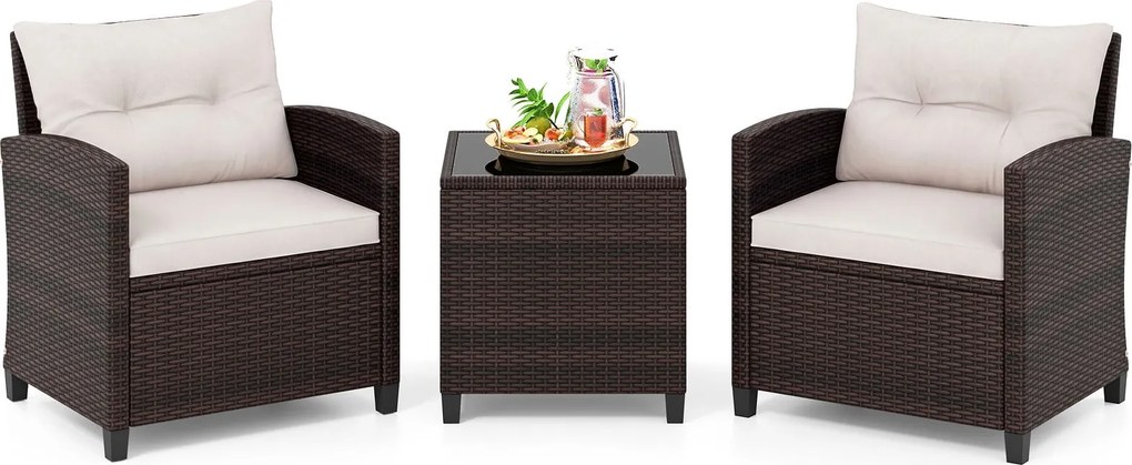 Costway 3-dílný. Polyratanový salonek Gartenmöbel Rattan Sitzgruppe mit