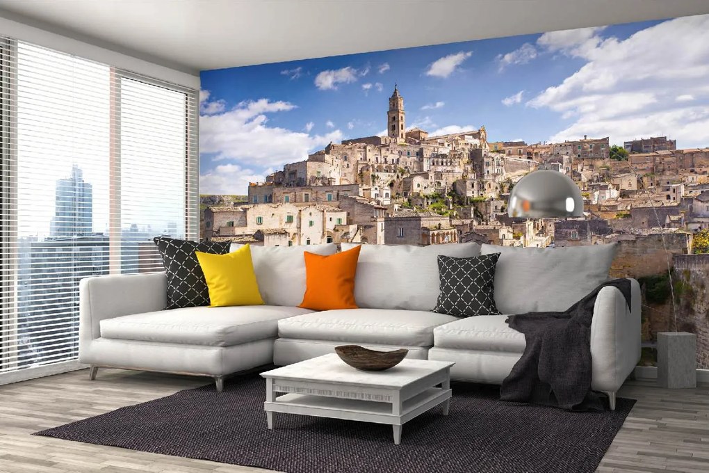 DIMEX | Vliesová fototapeta Matera MS-5-1120 | 375 x 250 cm| zelená, modrá, bílá, béžová, hnědá