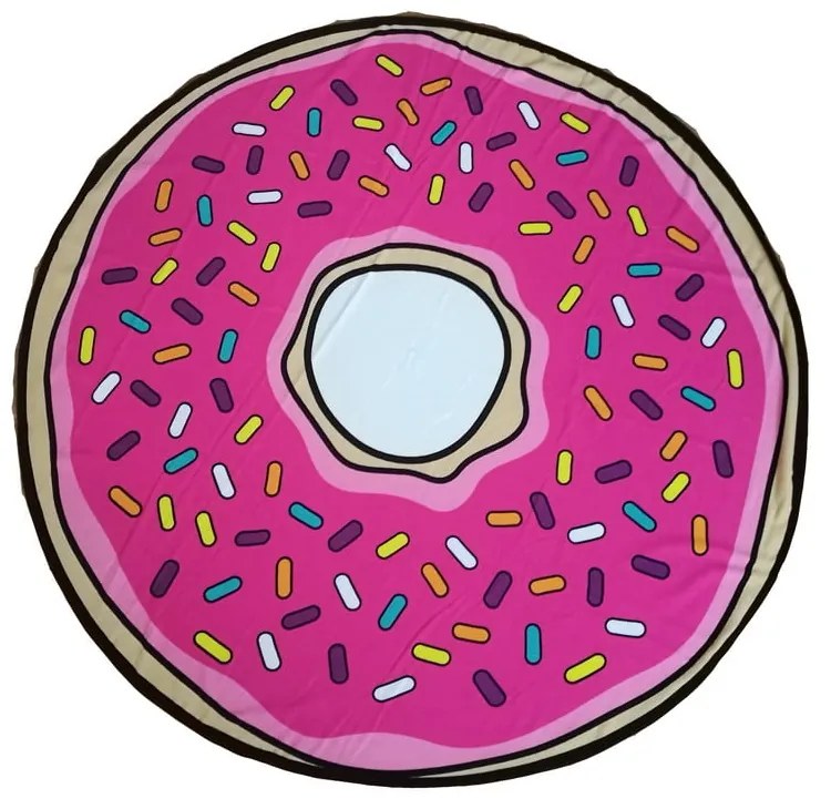 Růžová dětská plážová osuška ø 150 cm Donut – JAHU collections