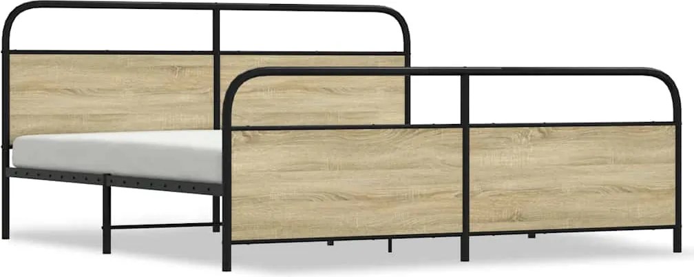 Kovový rám postele bez matrace dub sonoma 193 x 203 cm 3318654