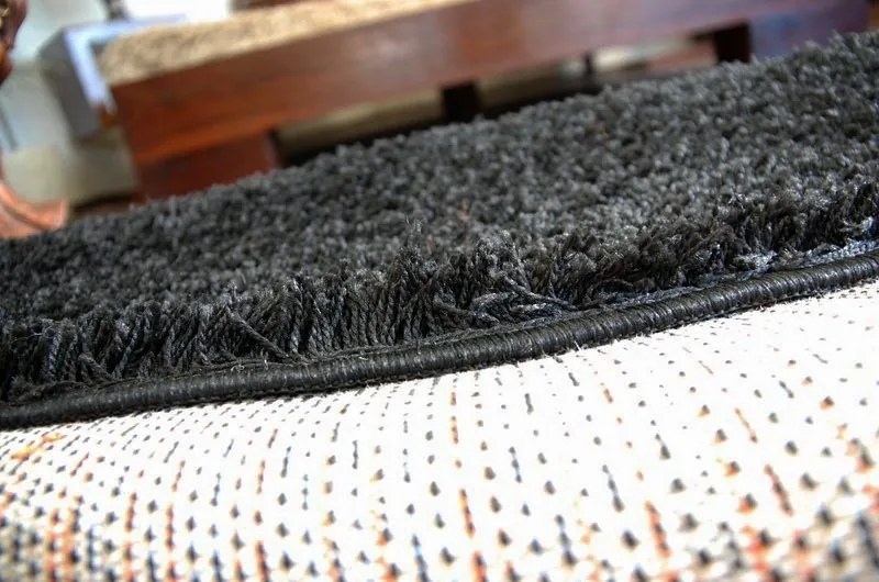 Kulatý koberec SHAGGY Hiza 5cm černý