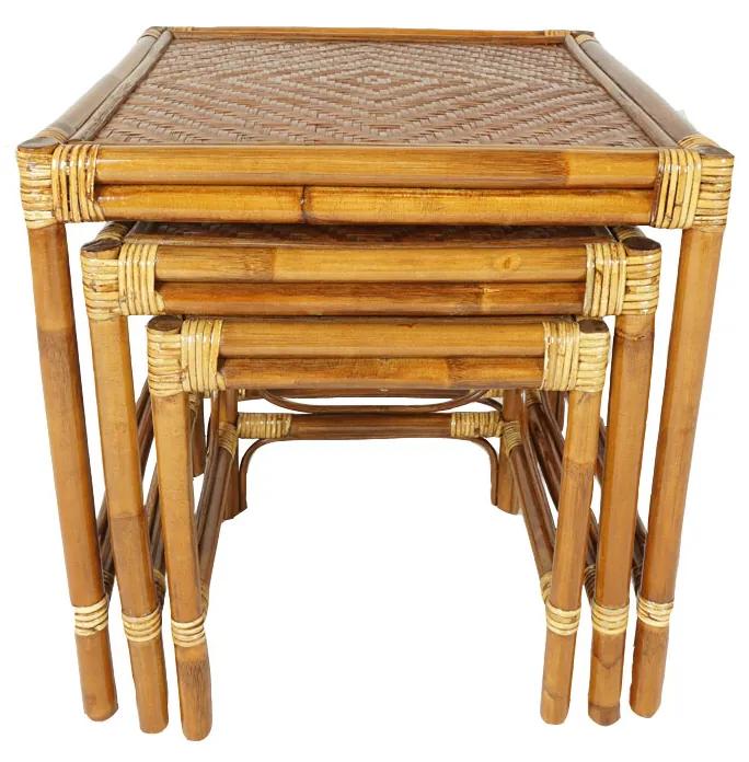 Ratanový stolek hranatý - tmavý med