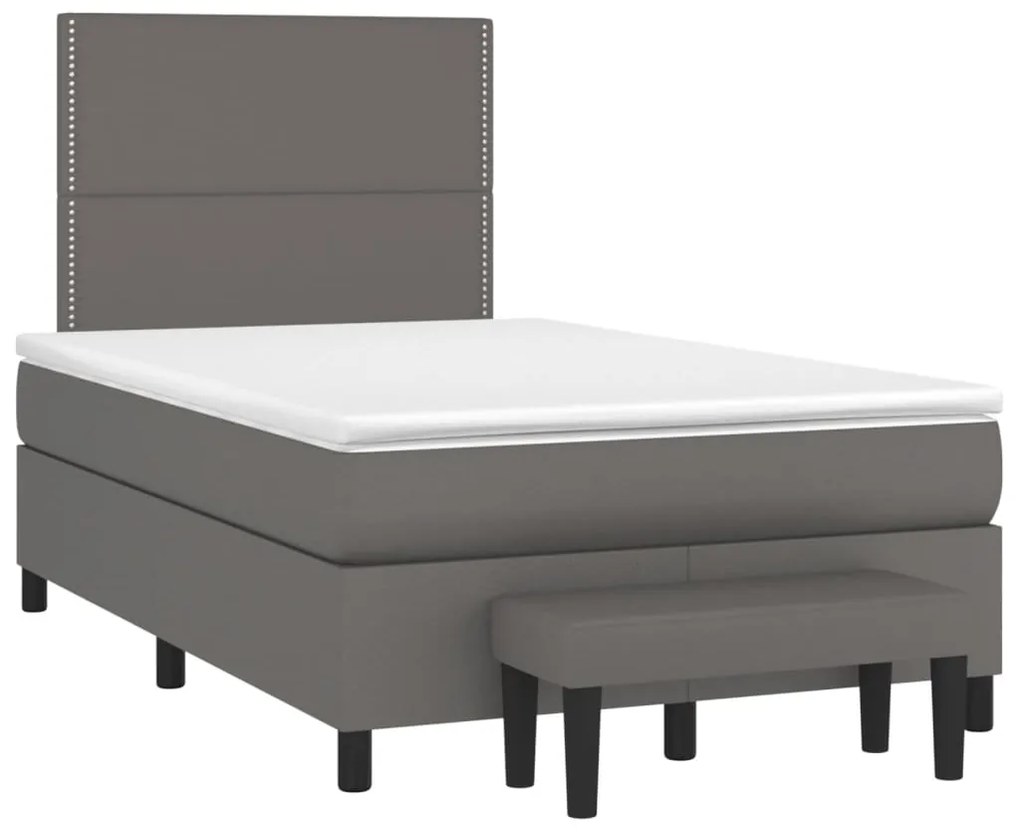 Box spring postel s matrací šedá 120x190 cm umělá kůže