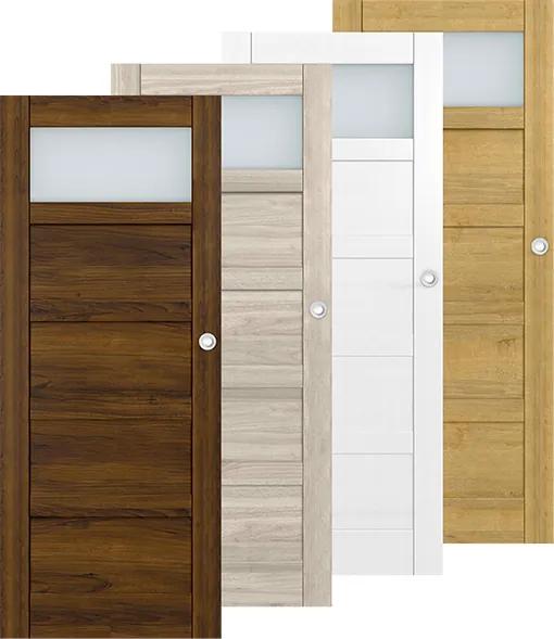 posuvné interiérové dveře do pouzdra BRAGA model 2 Průchozí rozměr: 70 x 197 cm, Orientace dveří: Levé dveře, Dekor: Dub šedý