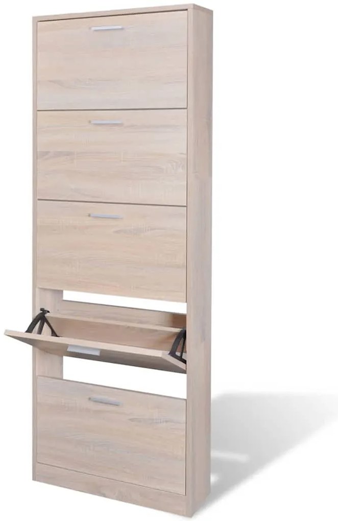 Dřevěný botník s 5 přihrádkami vzhled dubu 241241
